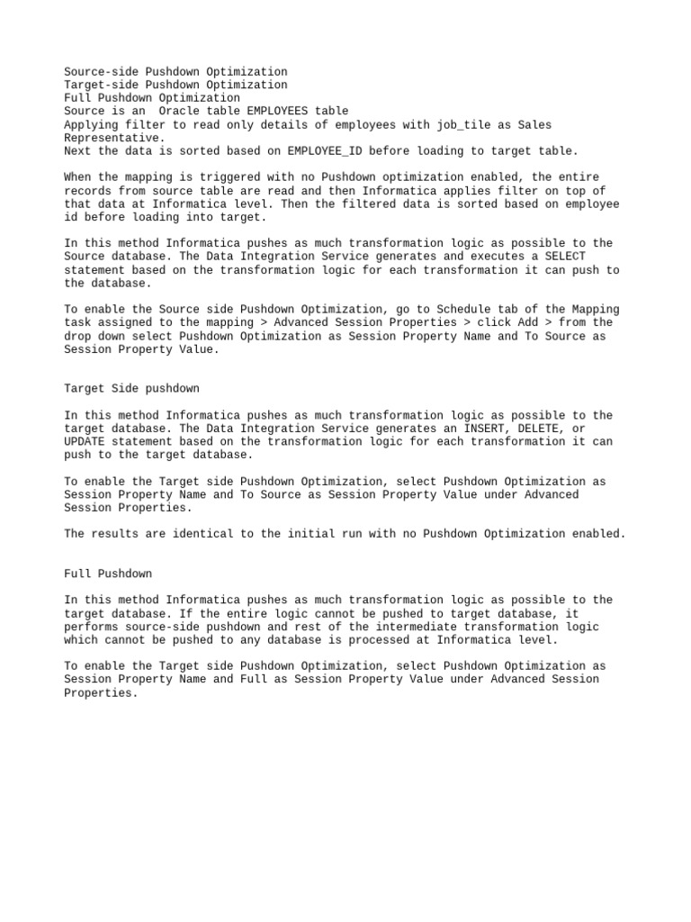 Pushdown Optimization | PDF