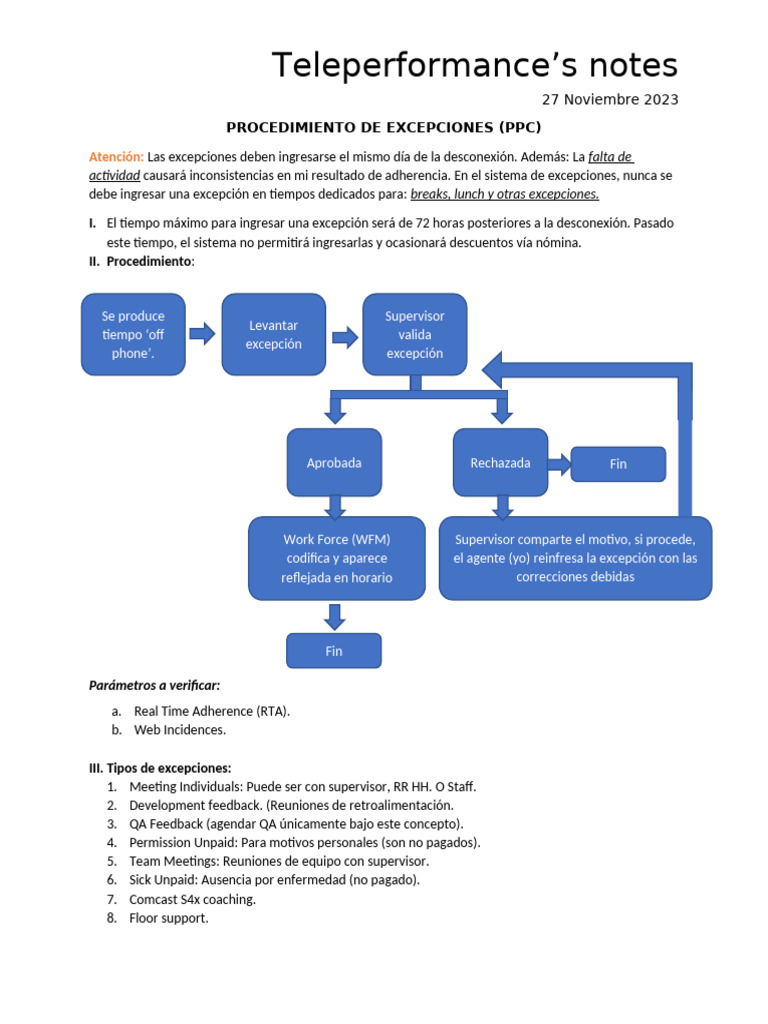 Procedimiento de Excepciones | PDF