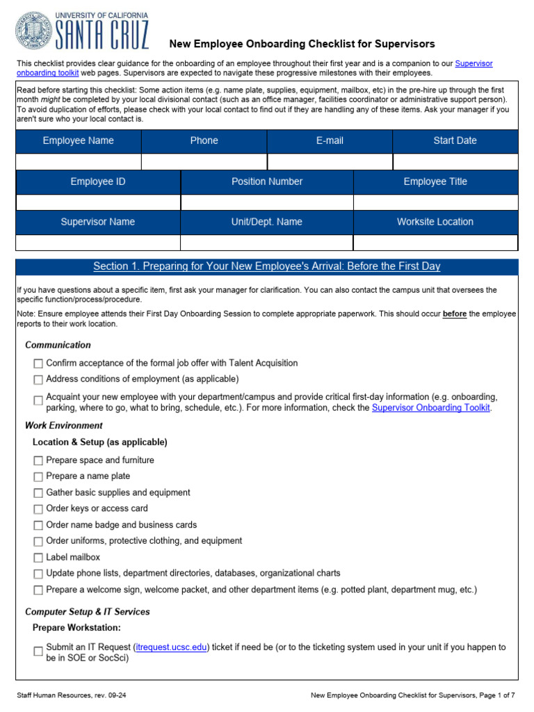 Nga Le Sharing New Employee Onboarding Checklist For Supervisors | PDF ...