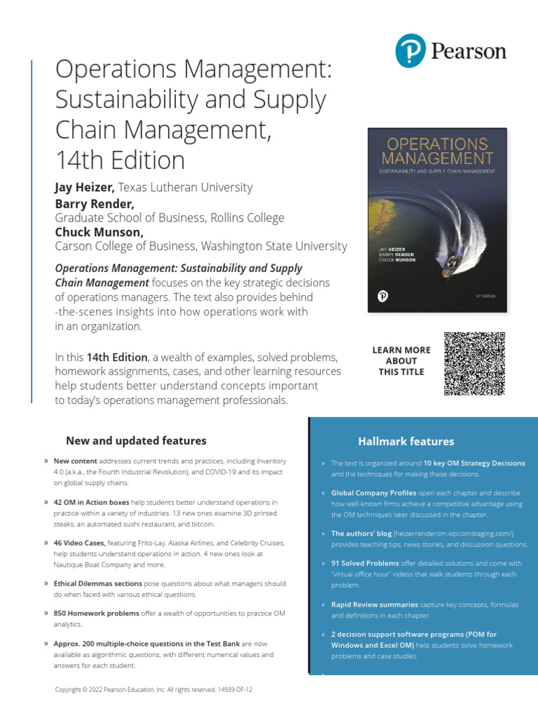 HeizerRenderMunson OperationsManagement 14E | PDF | Operations Management | Business