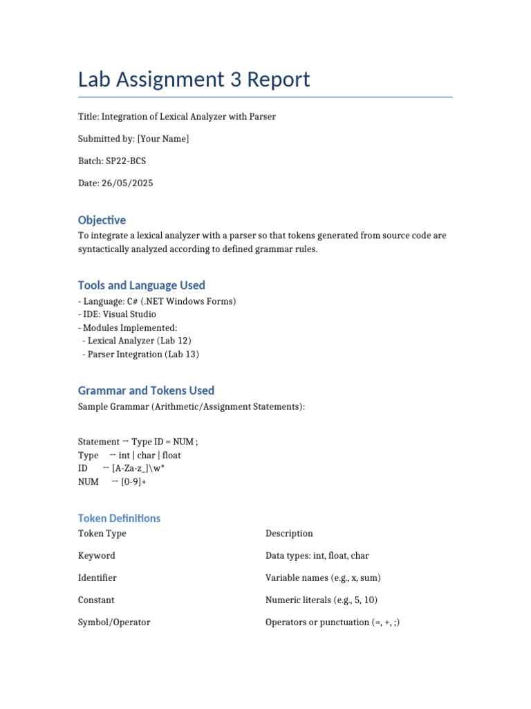Lab Assignment 3 Report | PDF