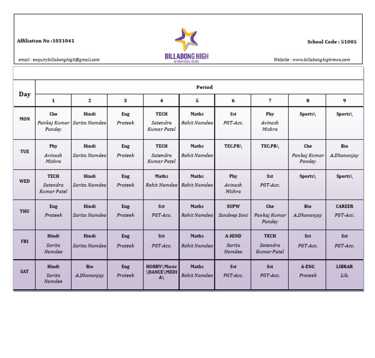 Time Table Students 2025 26 July | PDF