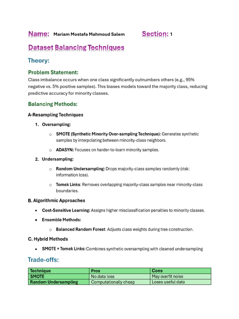 Dataset Balancing Techniques | PDF