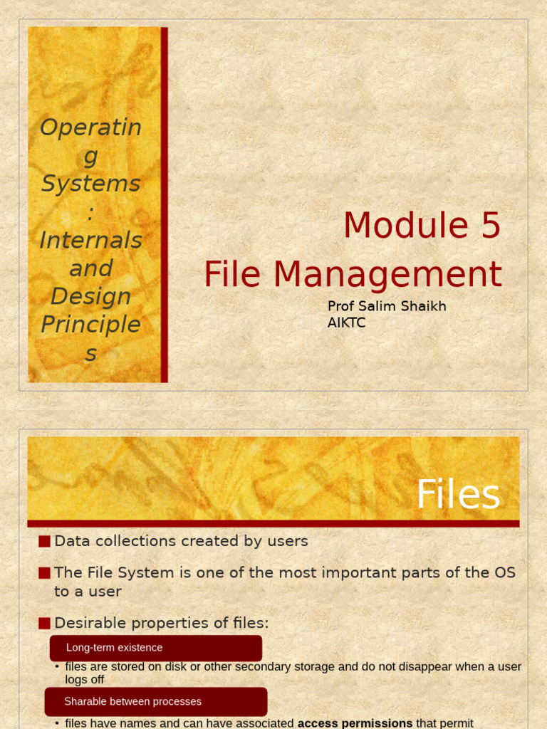 Module5 PPT-File Management | PDF | Computer File | File System