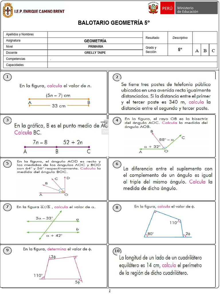 Balotario 5to GEOMETR-A | PDF