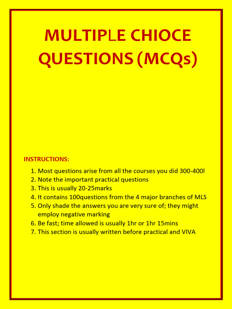 Multip E Chioce Questions (MCQS) : Instructions | PDF | Antibody ...