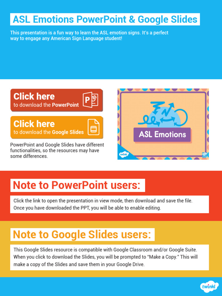 ASL Emotions PowerPoint & Slides | PDF
