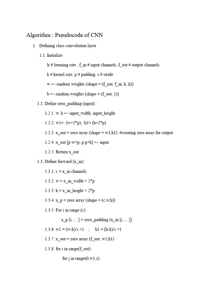 Algorithm - Pseudocode of 2D CNN | PDF | Theoretical Computer Science | Algorithms And Data ...