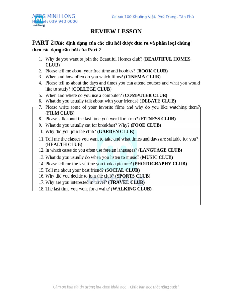 b1 Review Lesson | PDF