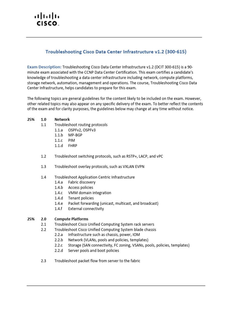 300-615-DCIT-Troubleshooting Cisco Data Center Infrastructure v1.2 | PDF | Computer Network ...
