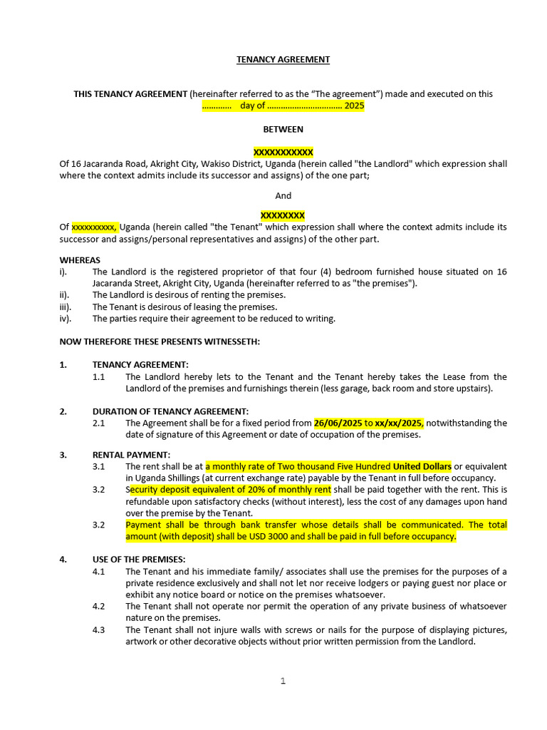 Draft Lease Agreement - 24.06.2025 | PDF | Leasehold Estate | Lease