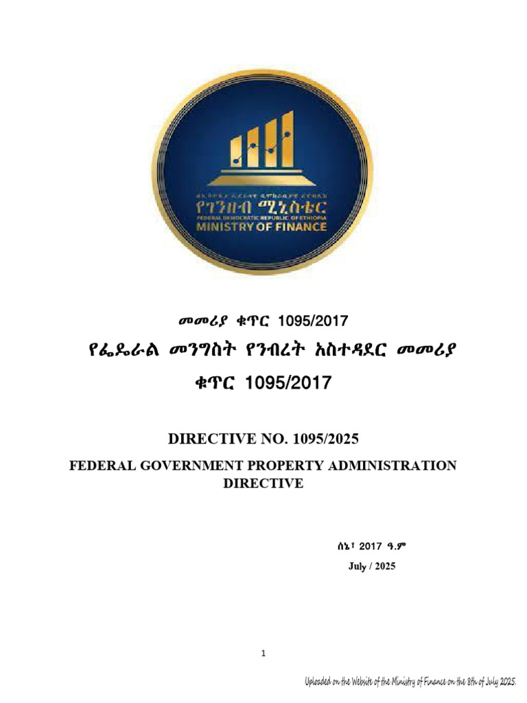 DIRECTIVE NO. 1095/2025: Federal Government Property Administration ...