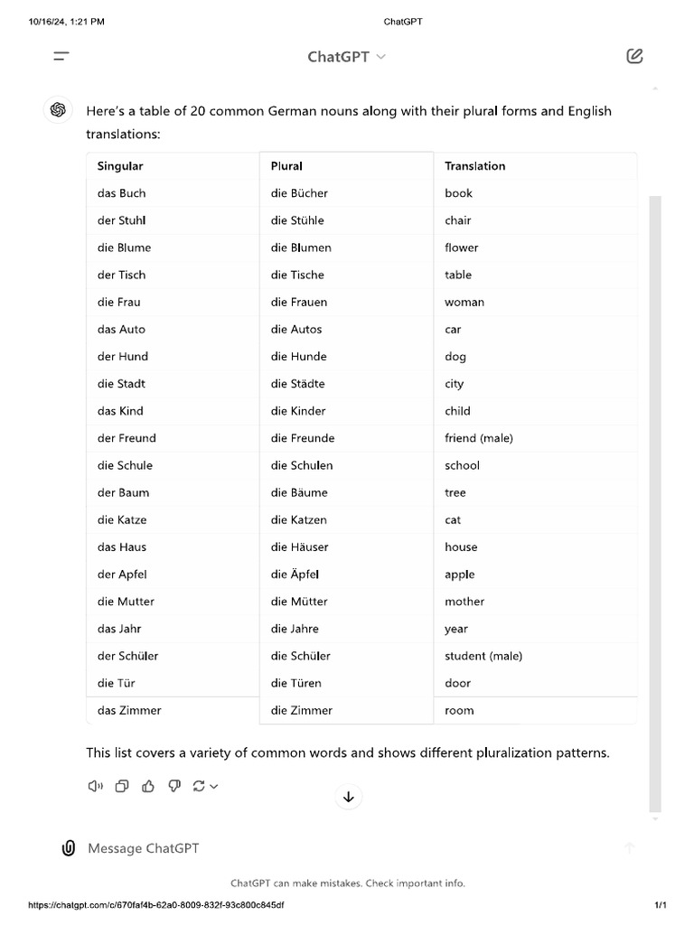 Table Plural GPT | PDF