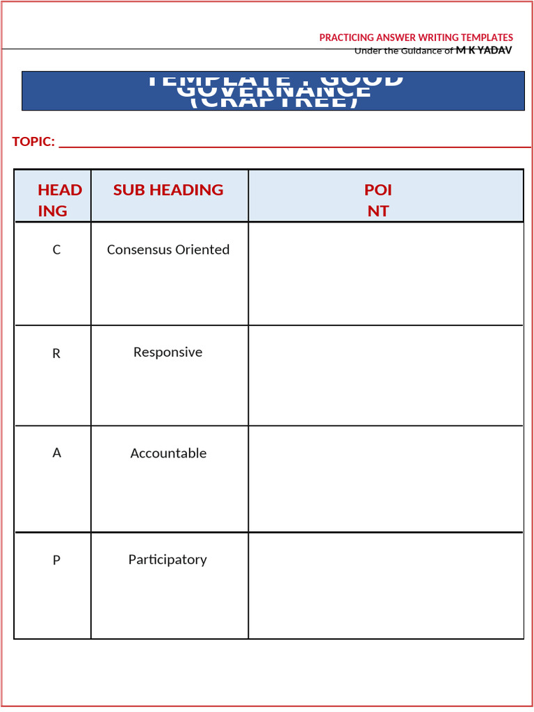 Good Governance: CRAPTREE Template | PDF