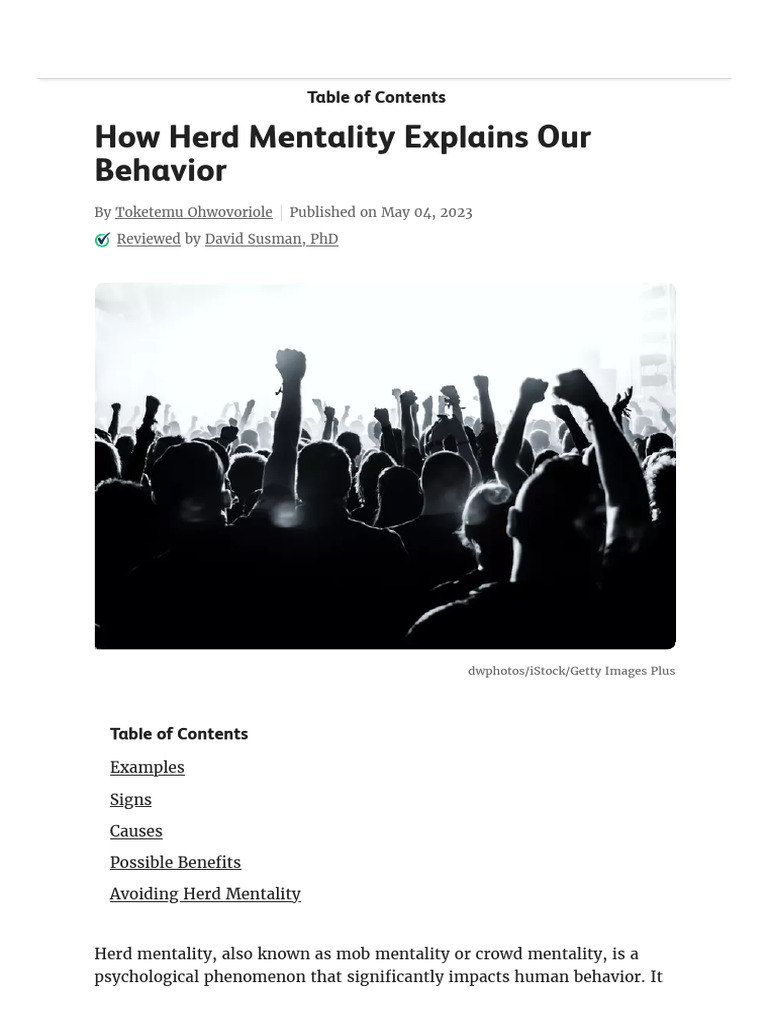 How Herd Mentality Explains Our Behavior | PDF | Thought | Decision Making
