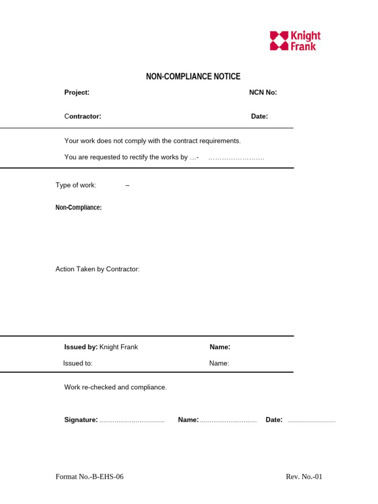Safety Non Compliance Notice | PDF
