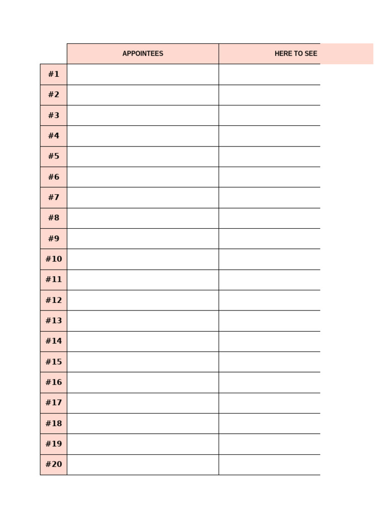Appointment Sign in Template | PDF
