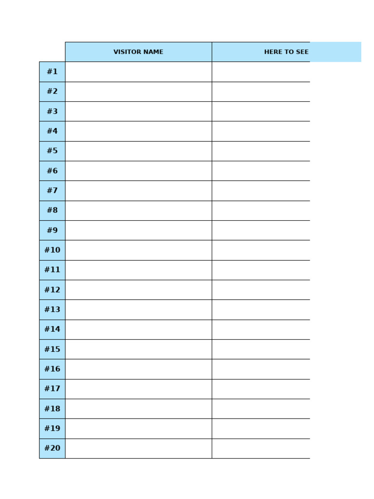 Visitor Sign in Template | PDF