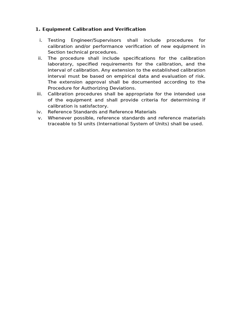 Equipment Calibration Procedures Guide | PDF
