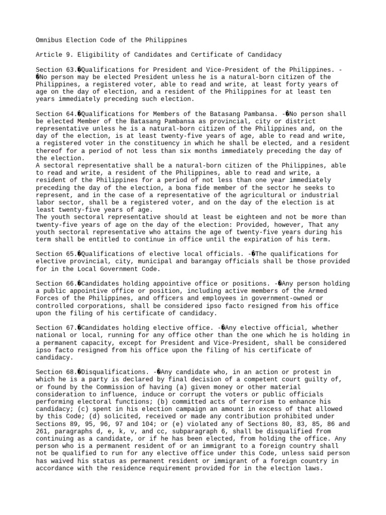 Mayor Candidacy Requirements in Philippines | PDF | Elections | Justice