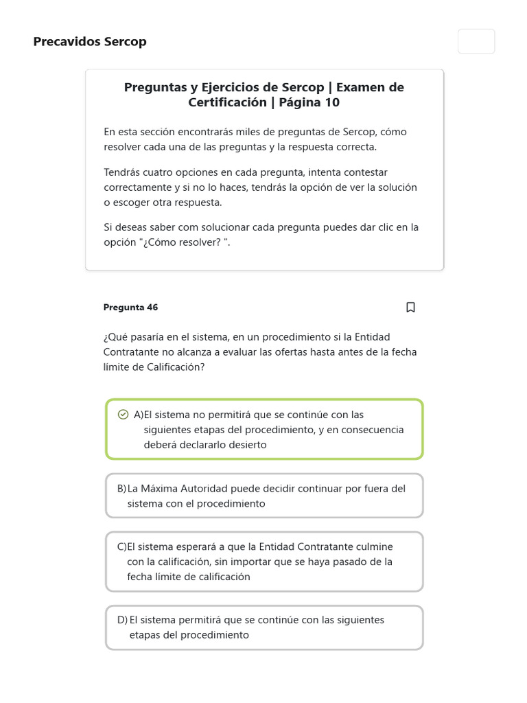 Simulador de Examen Sercop 2025 | PDF | Subasta | Presupuesto