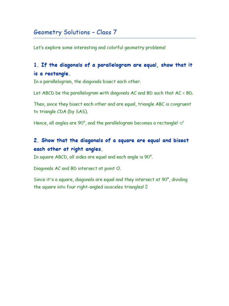 Class 7 Geometry Solutions Colourful (3) | PDF