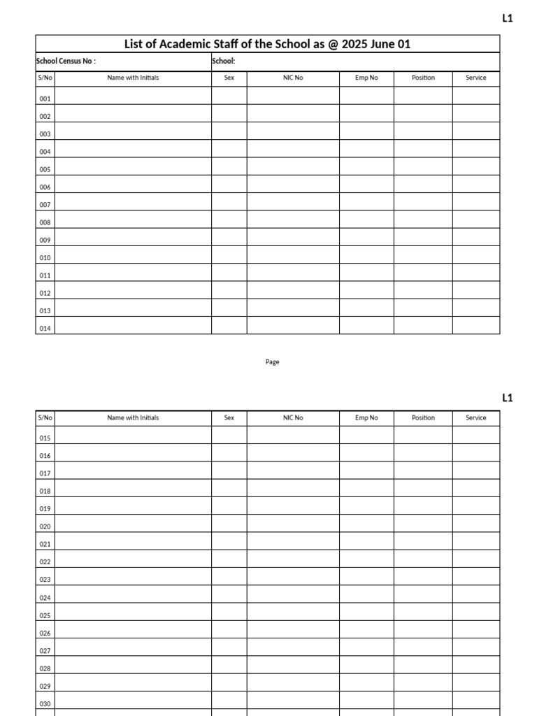 Academic Staff List - June 2025 | PDF