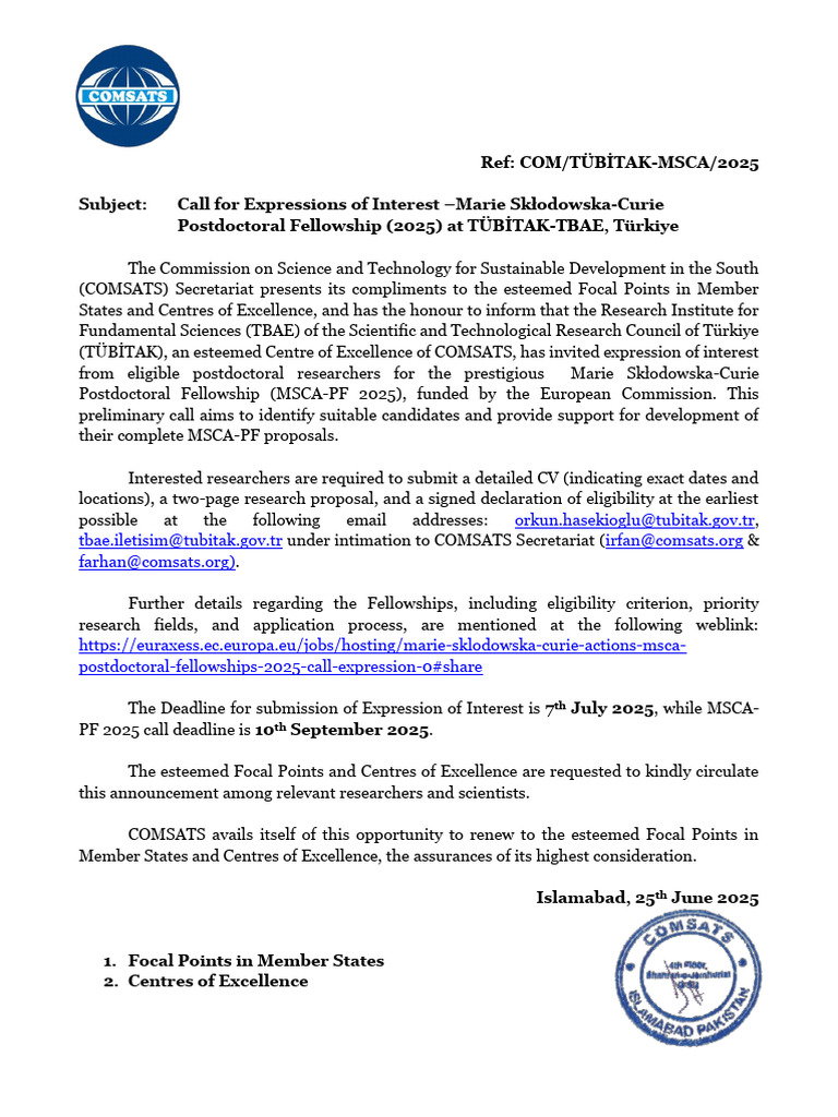 Note Verbale - Tubitak (L) | PDF | Inquiry | Science