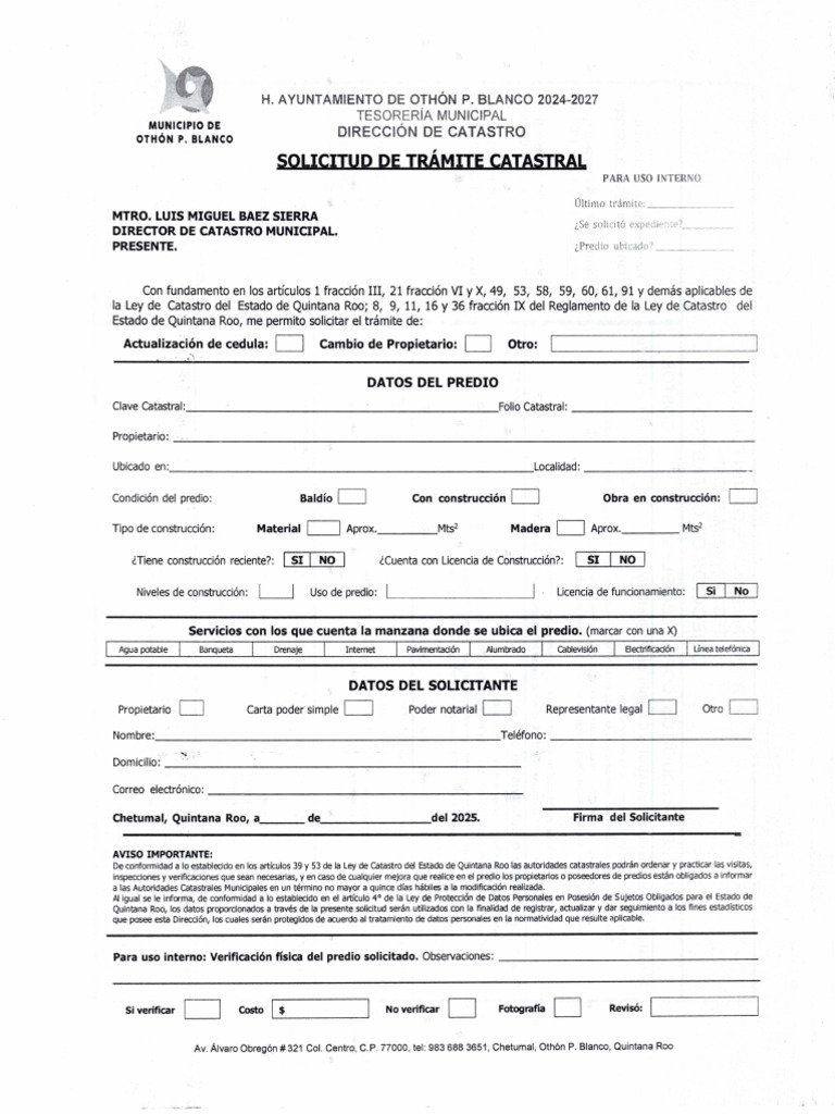 Solicitud de Tramite para Renovar Cedula Catastral 2025 | PDF