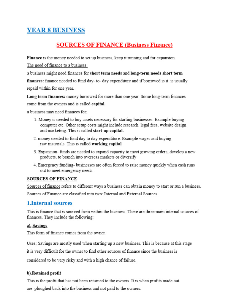 Sources of Finance (Business Finance) | PDF | Credit Card | Loans