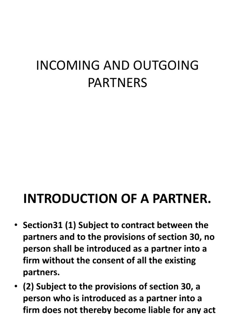 Incoming and Outgoing Partners | PDF | Option (Finance) | Partnership