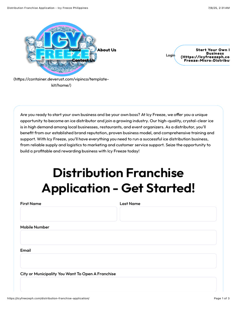 Icy Freeze Franchise Application Guide | PDF | Human Communication ...