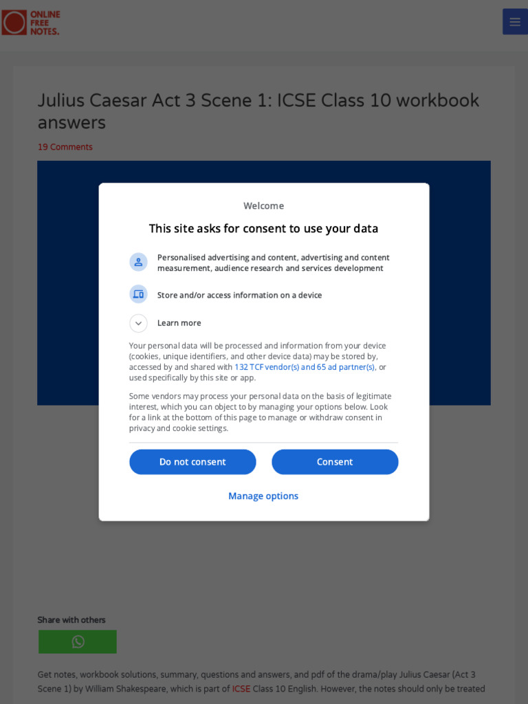 Onlinefreenotes Com Julius Caesar Act 3 Scene 1 | PDF | Mark Antony ...