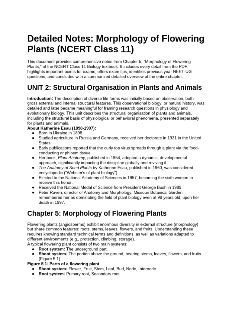 Class 11 Morphology of Flowering Plants | PDF | Leaf | Seed