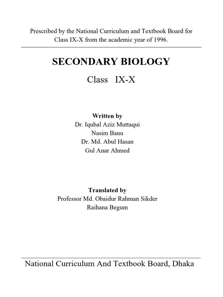 Secondary Biology Textbook for Class IX-X | PDF | Meiosis | Mitosis