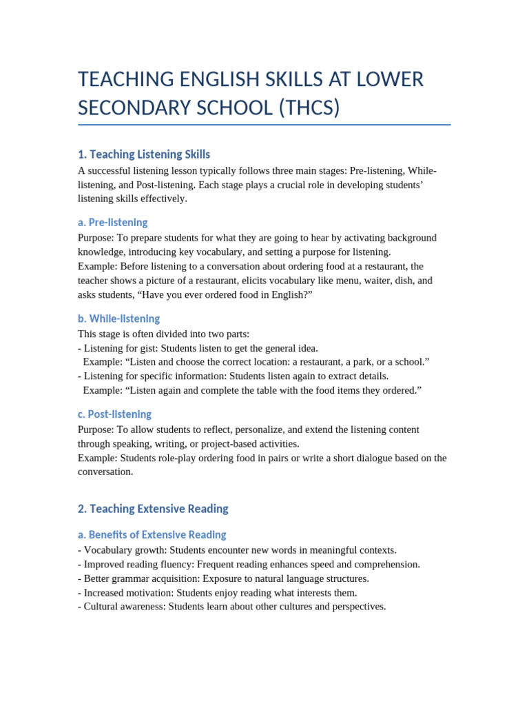 Teaching English Skills THCS Essays | PDF | Vocabulary | Cognitive Science
