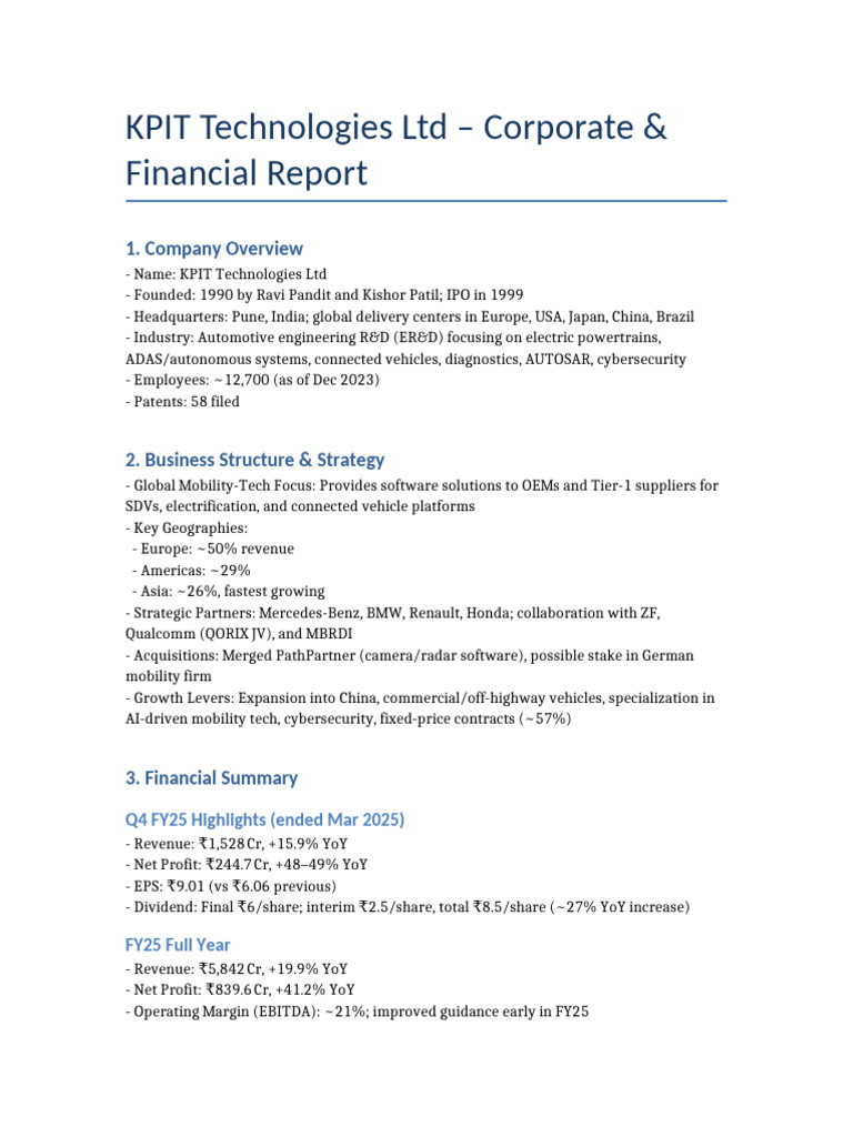 KPIT Technologies Expanded Report | PDF | Investing | Information Security