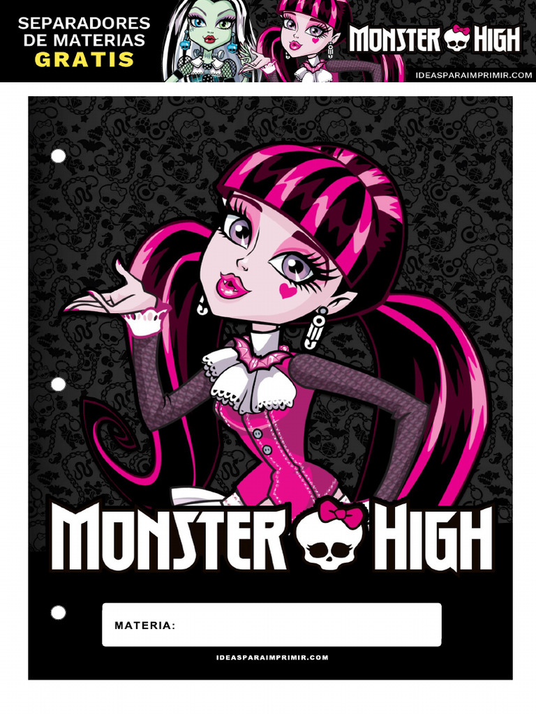 Separadores de Materias Draculaura Monster High Imprimir Gratis | PDF