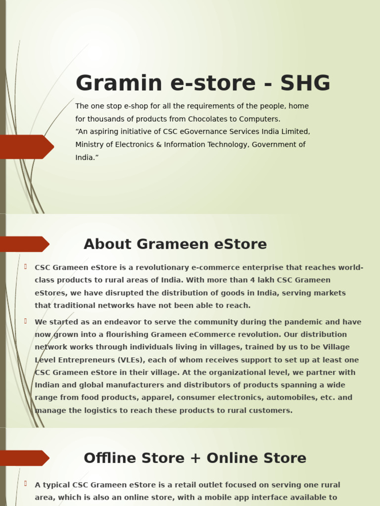 Gramin E-Store - SHG Model | PDF | Economies | Marketing