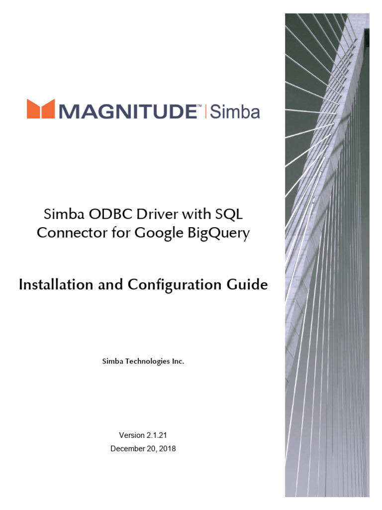 Simba ODBC Driver For Google BigQuery Install and Configuration Guide | PDF | Proxy Server ...
