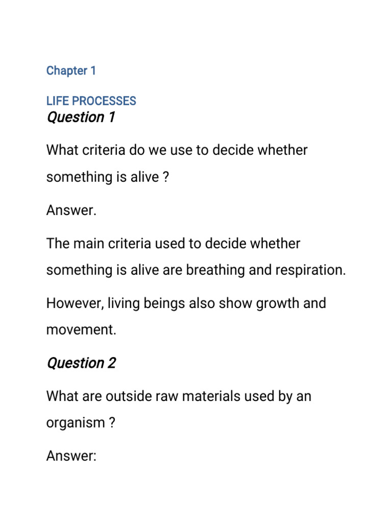 Chapter 1-Life Processes | PDF | Cellular Respiration | Circulatory System