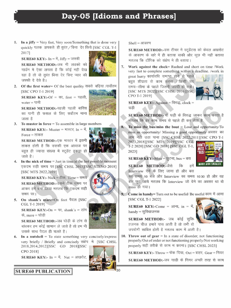 Study Material - Topic-Idioms and Phrases - Day-5 (DIOMS AND | PDF