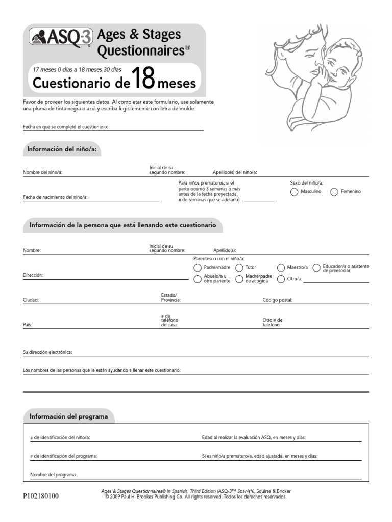 Cuestionario ASQ-3 para 18 meses | PDF