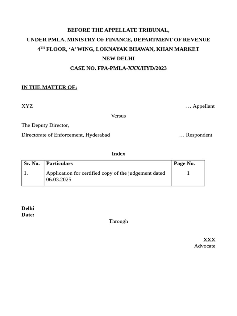 Application for Certified Copy of Judgment | PDF