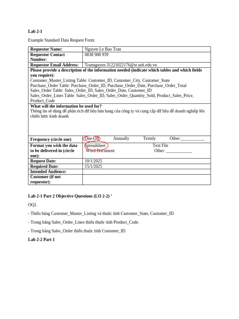 Lab 2-1 Data Request Form | PDF