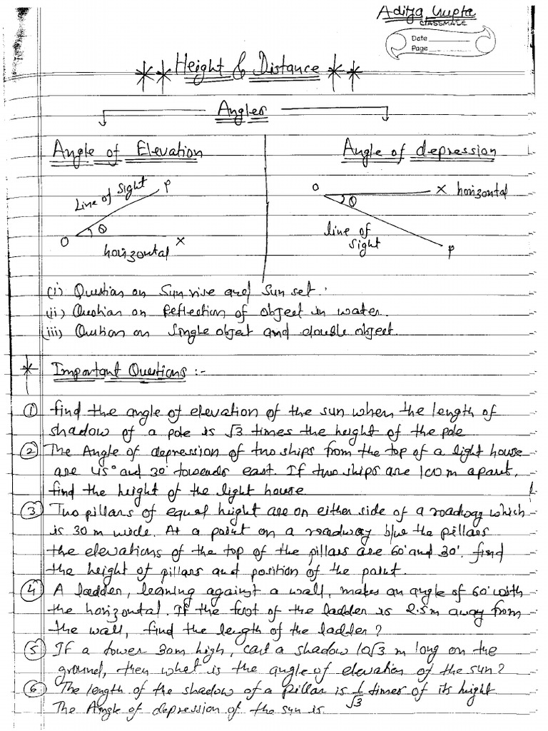 Maths Height and Distance 35 Copy Pages 4 6 | PDF