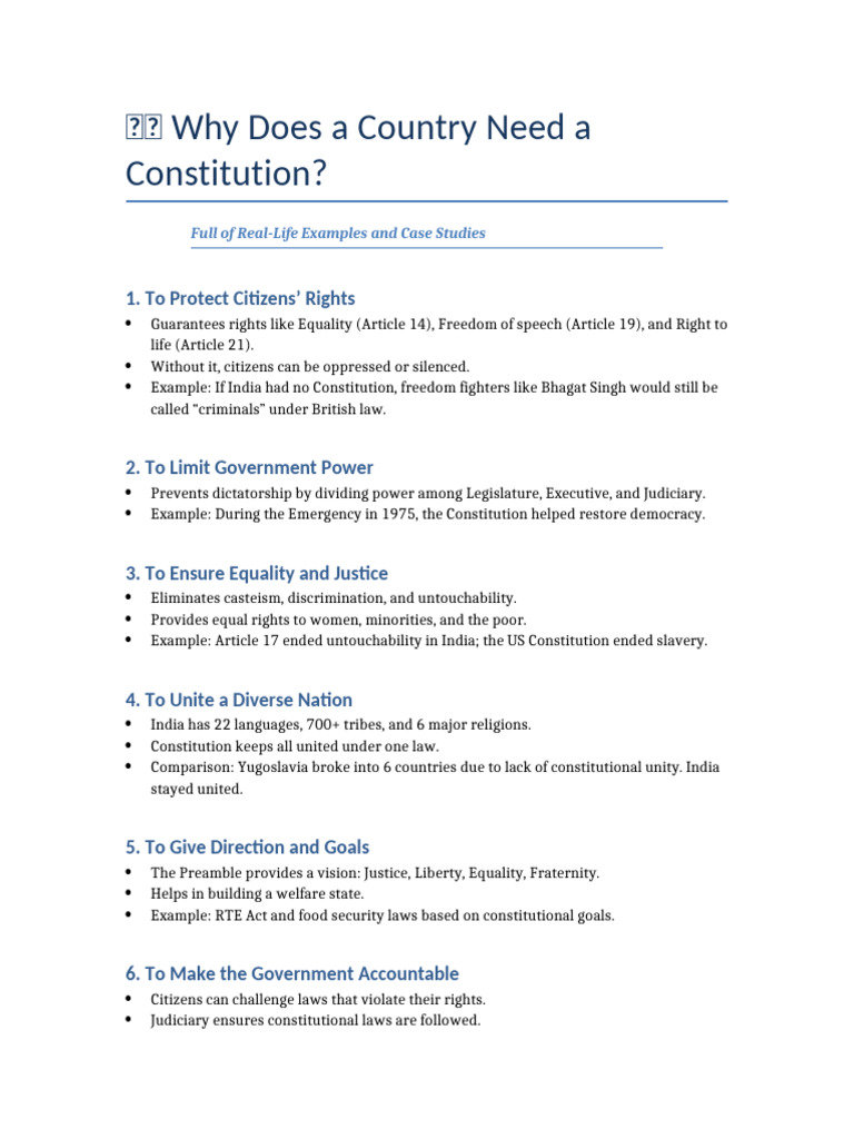 Why Country Needs Constitution Cheat Sheet | PDF