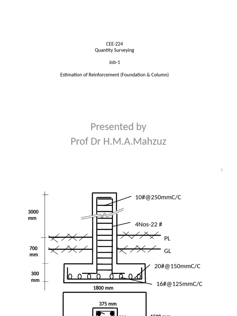Lecture-1, Estimation of Reinforcement (Foundation & Column) | PDF