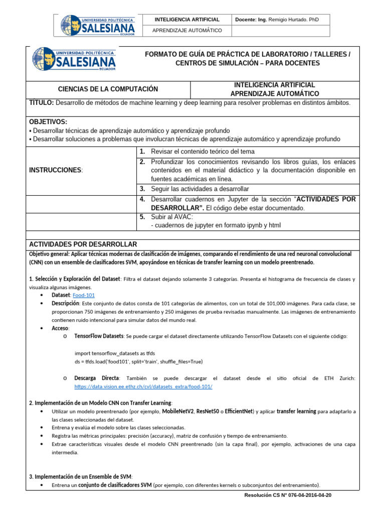 Examen Guía de Práctica DL TL Ensemble | PDF | Aprendizaje automático ...