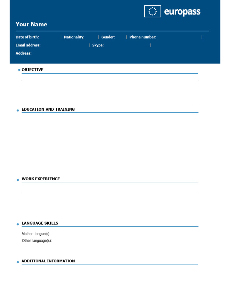 Europass CV Sample Template | PDF